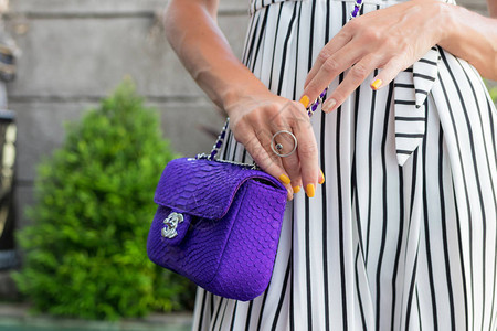 近身的女士手与奢侈的蛇皮条客手提包放在高清图片下载-正版图片503624193-摄图网