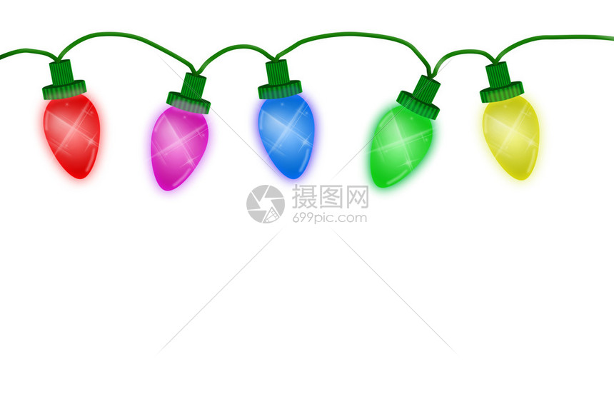 在白色背景上说明的圣诞灯圣诞灯背景插画图片下载-正版图片503215325-摄图网