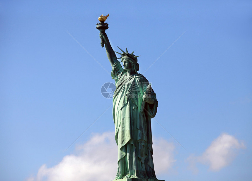 纽约市自由岛上的自由女神像在蓝插画图片下载-正版图片503328425-摄图网