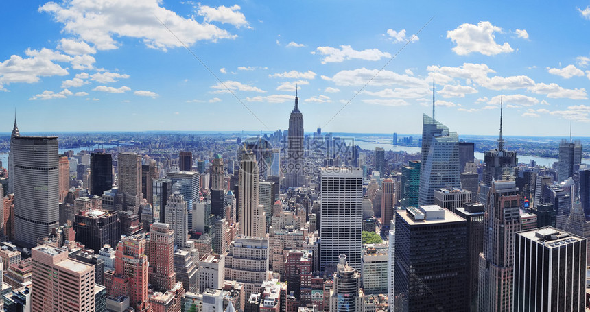 纽约市曼哈顿市中城空中全景白天有摩天大高清图片下载-正版图片503332261-摄图网