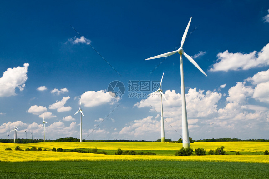 油菜花和风力发电车高清图片下载-正版图片503346146-摄图网