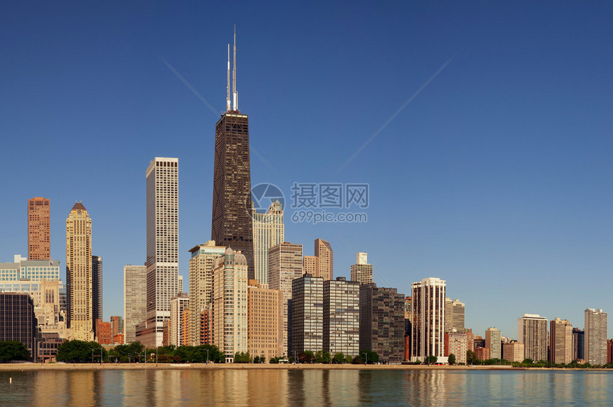 晨光中芝加哥天际线的图像高清图片下载-正版图片503433577-摄图网