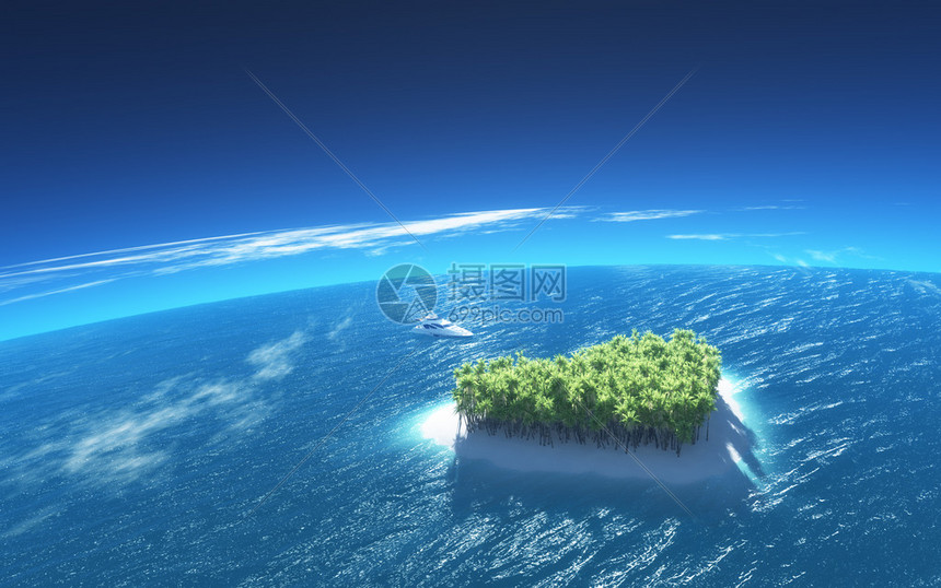 洋中红形热带岛屿和船锚这是三维化图插画图片下载-正版图片503440378-摄图网