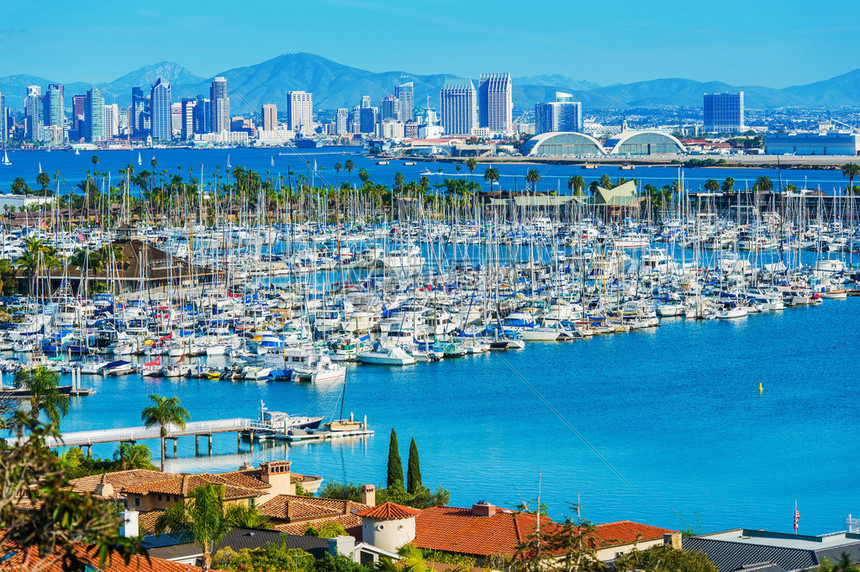 美国加利福尼亚州圣地亚哥全景圣地亚哥北湾城市天际线庇护岛高清图片下载-正版图片503454113-摄图网