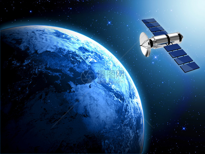 蓝色地球和太空中的卫星图片素材-正版创意图片503465660-摄图网
