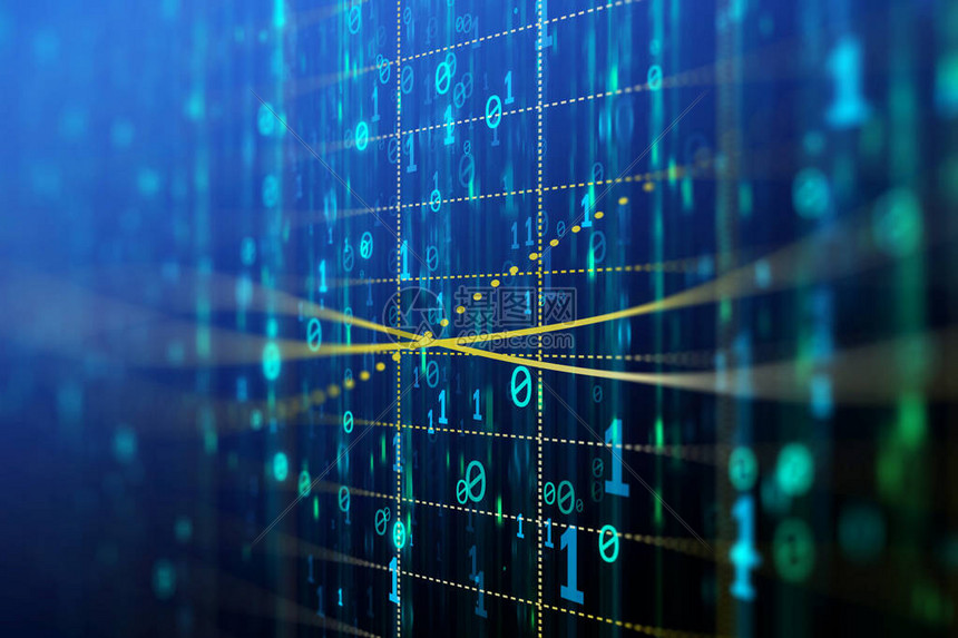 摘要蓝色二进制代码背景编程编码黑客插画图片下载-正版图片503466994-摄图网