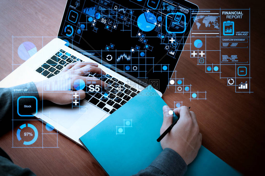 商人手与新的现代计算机和高清图片下载-正版图片503483800-摄图网