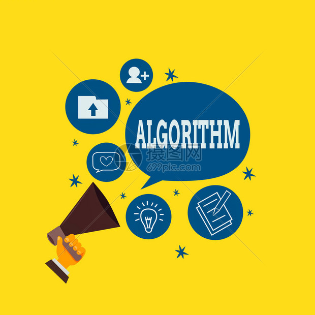 显示算法的概念手写概念意味着计算或其他问题解决的方法或规则集手持扩音器说话不同高清图片下载-正版图片503685878-摄图网