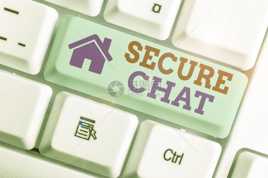 显示安全聊天的概念手写当发送到公司之外时保护消息的高清图片下载-正版图片503720005-摄图网