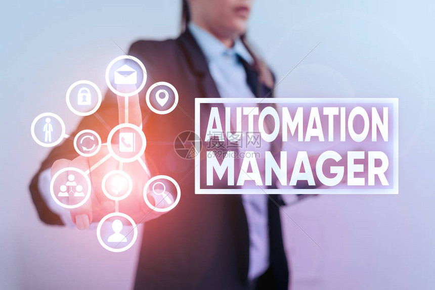 显示自动管理器自动管理器的书写注释消除客户群重复任务的商业概念Na高清图片下载-正版图片503722234-摄图网