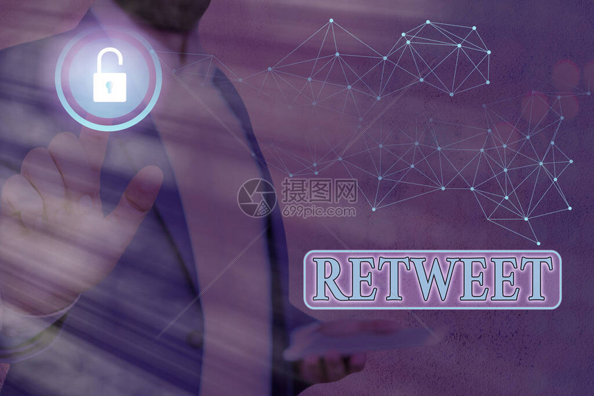 Retweet的写作说明在推特上使用的商业概念重新发回或转发由另一个用高清图片下载-正版图片503747841-摄图网