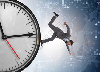 商人在时钟背景下跑得很快高清图片下载-正版图片502583112-摄图网