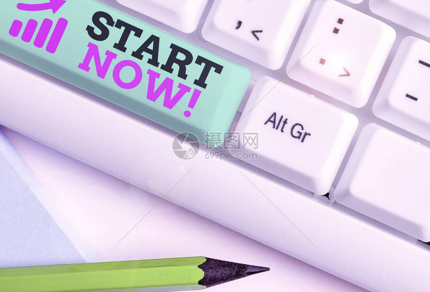 概念手写显示StartNow概念的含义是毫不犹豫地立即工作高清图片下载-正版图片503884455-摄图网