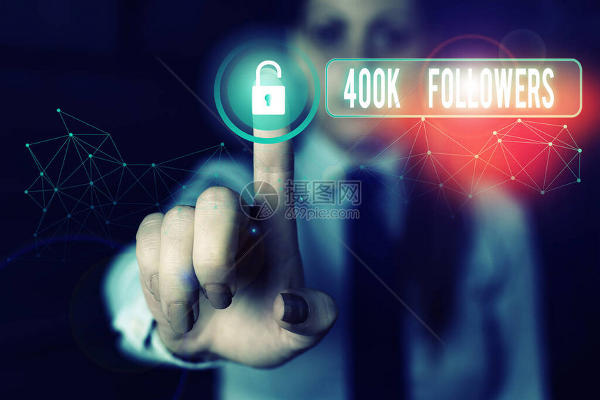 文字书写文本400K追随者展示在Instagram中关注某人的个人数高清图片下载-正版图片503898897-摄图网
