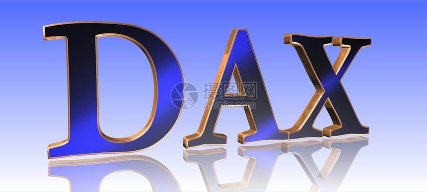 DAX蓝色背景中的3D金属字概高清图片下载-正版图片503900873-摄图网
