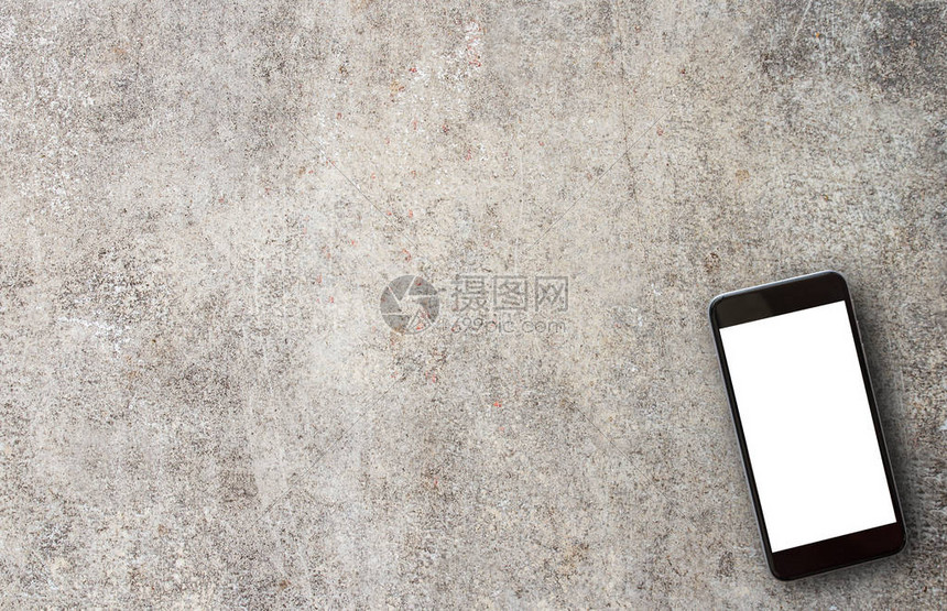 手机或智能手机与水泥地板上的白色屏幕高清图片下载-正版图片503948273-摄图网