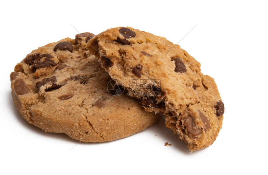 带有巧克力滴的cookie在白高清图片下载-正版图片504054462-摄图网