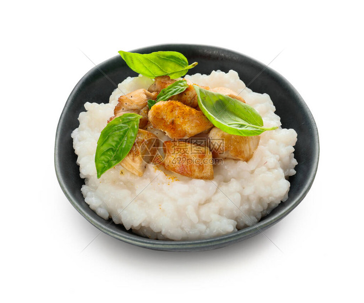 白色背景中的米饭和鸡肉碗高清图片下载-正版图片504054991-摄图网