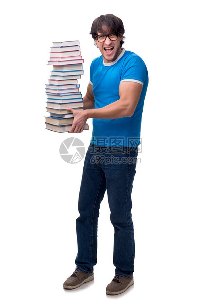 男学生许多书本被高清图片下载-正版图片504086387-摄图网