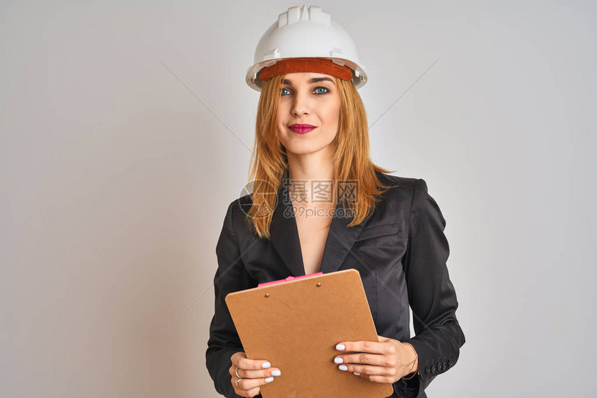 年轻漂亮的红发女建筑设计师穿着西装和高清图片下载 正版图片504120506 摄图网