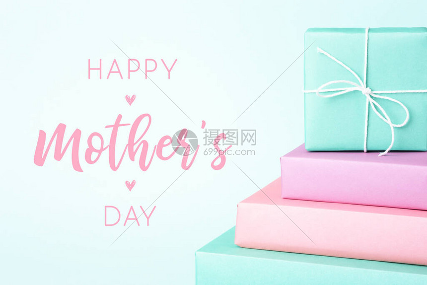 母亲节快乐贺卡配着面粉彩色的礼物盒印在高清图片下载-正版图片504153006-摄图网