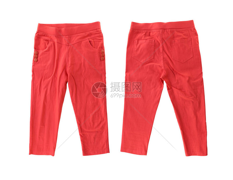 红女人的裤子被白背景孤立有剪切路方便高清图片下载-正版图片504200615-摄图网