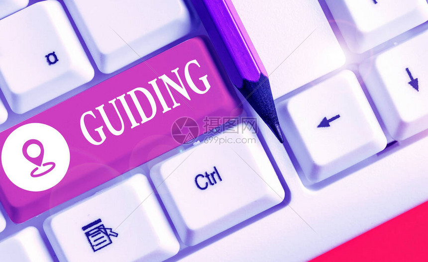 显示Guiding的文本符号商业照片文本用于向某人展示如何高清图片下载-正版图片504249925-摄图网