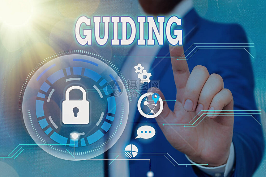 显示Guiding的文本符号商业照片文本用于向某人展示如何高清图片下载-正版图片504249927-摄图网