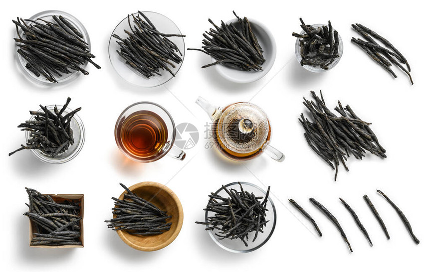 白色背景的茶叶Kudding和附高清图片下载-正版图片504296267-摄图网