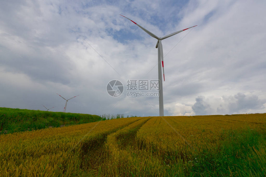 Wildmill站在蓝天山的田野上高清图片下载-正版图片504335142-摄图网