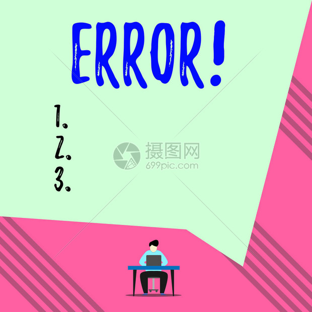 显示错误的文本符号展示行为判断或程序错误状态或状况的商业照片年轻人坐在椅子上打字时使用桌子上方高清图片下载-正版图片504457838-摄图网