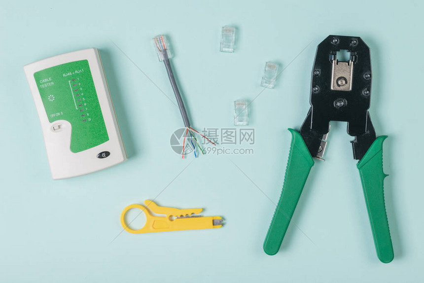 Cripper和连接rj电缆的工具高清图片下载-正版图片504468301-摄图网