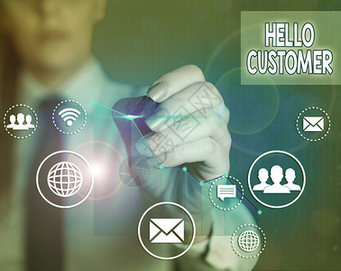 显示您好客户的书写笔记用于向购买商品或服务的人打招高清图片下载-正版图片504473890-摄图网