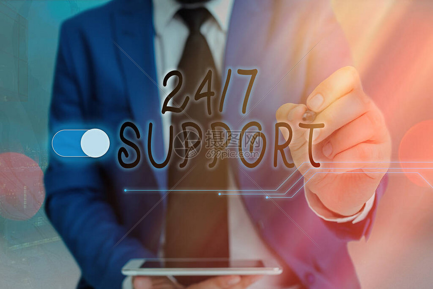 显示24或7支持的书写笔记提供全天候服务无停机时高清图片下载-正版图片504474689-摄图网