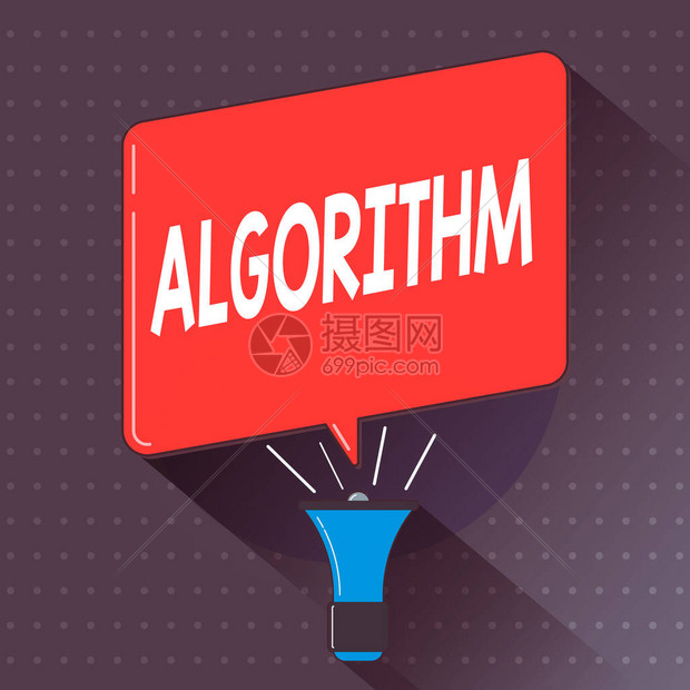 显示算法的文本符号用于解决问题或完成任务等的商务照片文本程序扩音器使声音更响亮的手持放大器和高清图片下载-正版图片504479364-摄图网