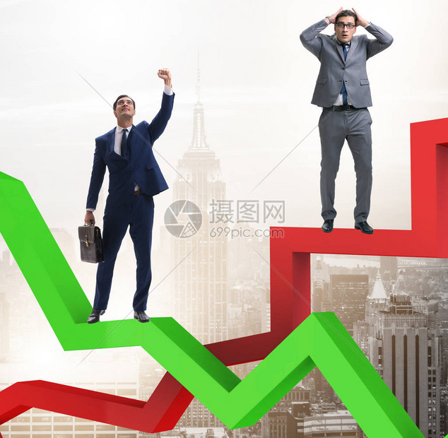有增长和下降图表的商人高清图片下载-正版图片504538125-摄图网