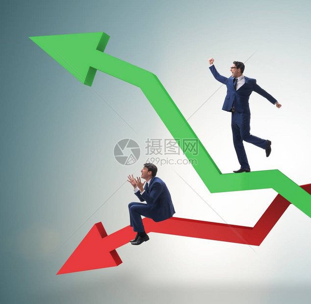 有增长和下降图表的商人高清图片下载-正版图片504538196-摄图网