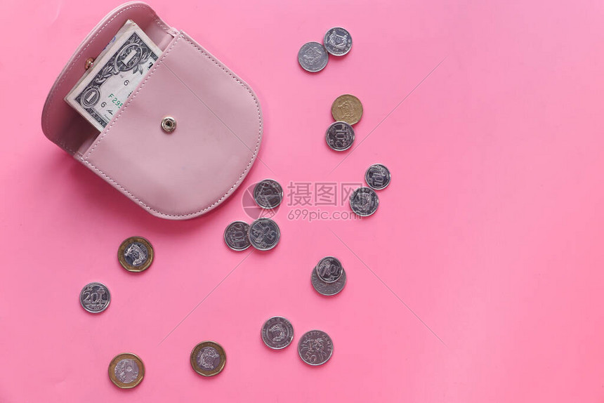 钱包中现金和硬币高清图片下载-正版图片504552852-摄图网