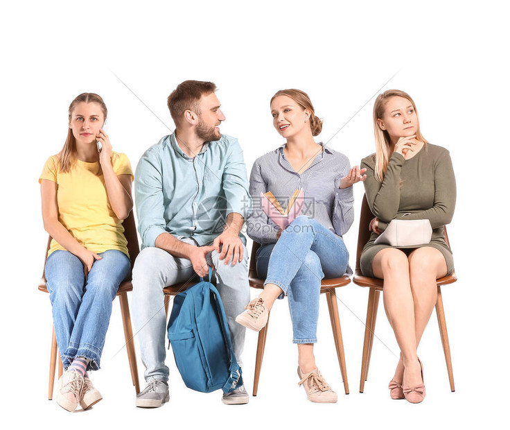 在白色背景上排队等候的人高清图片下载-正版图片504576793-摄图网