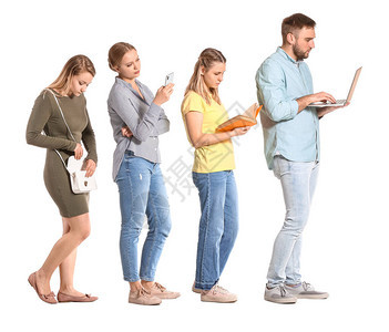 在白色背景上排队等候的人高清图片下载-正版图片504576861-摄图网