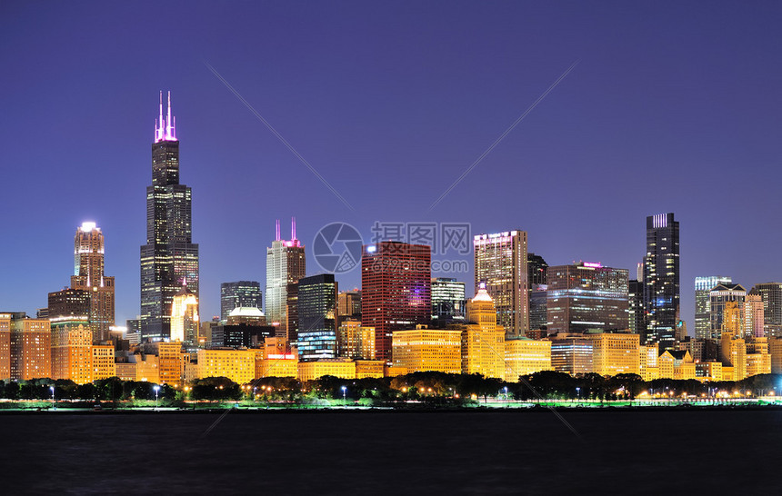 芝加哥市中心城市的天线全景高清图片下载-正版图片504722883-摄图网