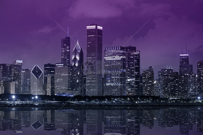 芝加哥湖前线芝加哥天际线与密歇根湖连接高清图片下载-正版图片504742521-摄图网