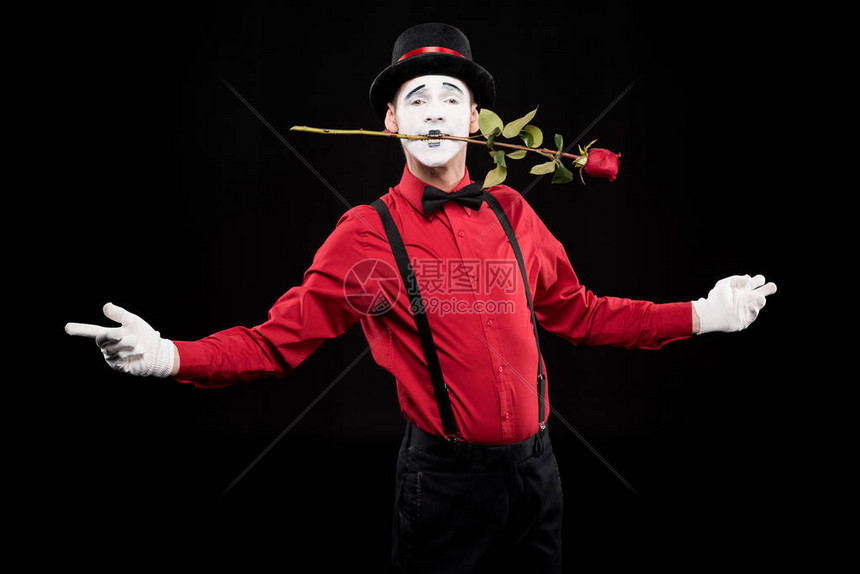 抱着红玫瑰的mime高清图片下载-正版图片505128831-摄图网