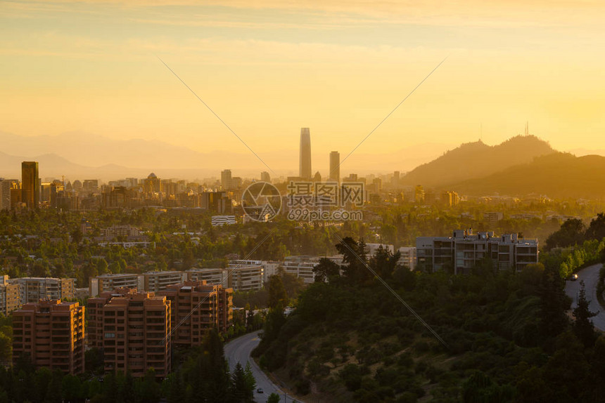 智利圣地亚哥的全景观智高清图片下载-正版图片505252611-摄图网
