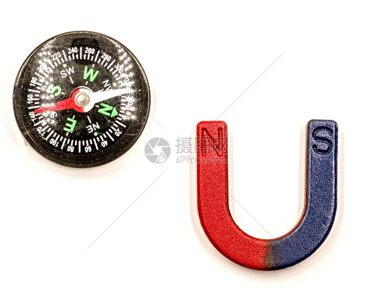 U形磁铁和罗盘在白高清图片下载-正版图片505269814-摄图网