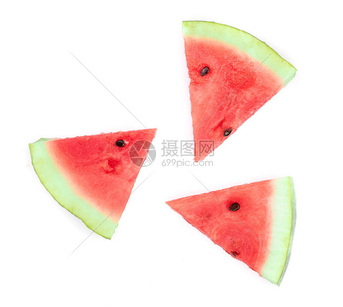 白色背景上的西瓜切片顶部视图高清图片下载-正版图片505377126-摄图网