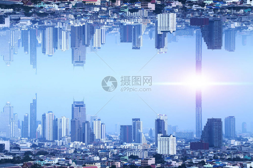 曼谷颠倒城市在开始科幻未来幻想效果风格高清图片下载-正版图片505488251-摄图网