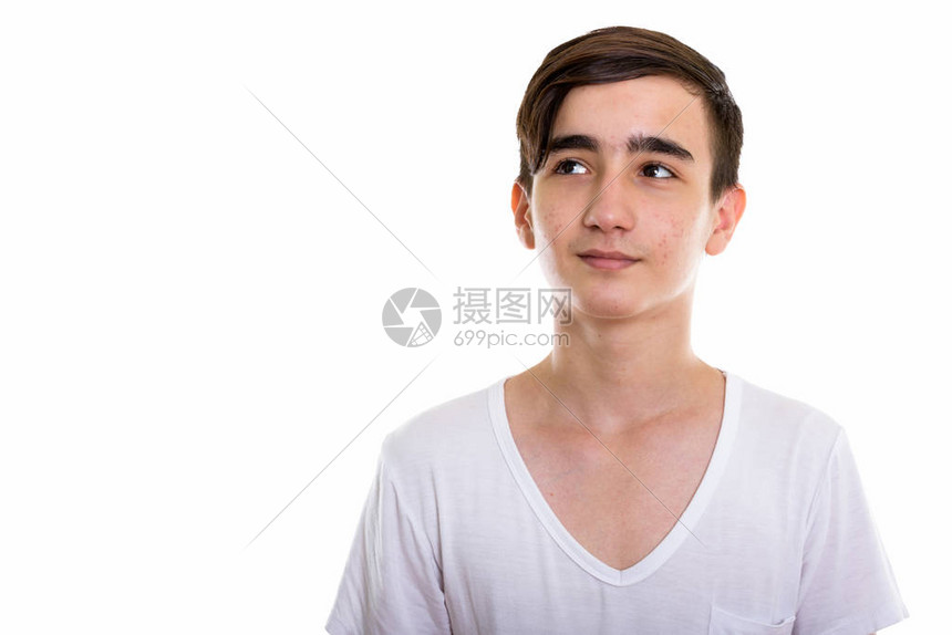 演播室拍摄的年轻英俊波斯青少年男孩在白种高清图片下载 正版图片505594037 摄图网