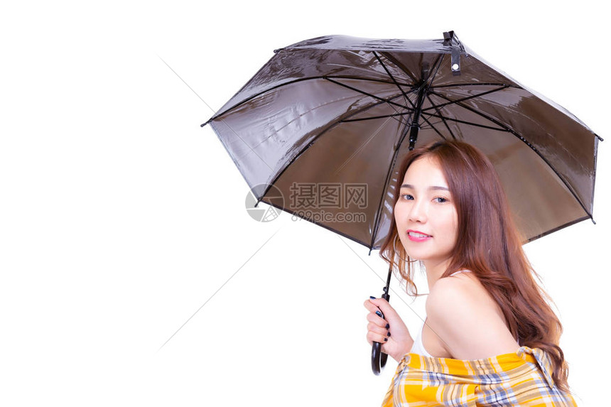 肖像漂亮的亚洲女人有魅力的美丽感女人在雨季打着伞迷人美丽的年轻女士拥有漂亮的皮肤和美丽的脸庞亚洲女人对高清图片下载 正版图片505783576 摄图网
