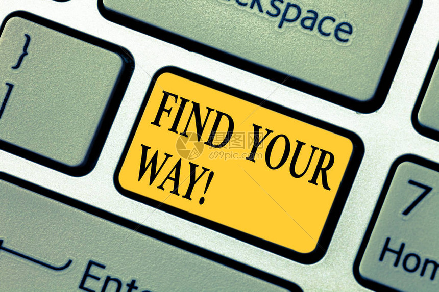 显示找到你的方式的文字符号概念照片寻找实现目标的演示方向目的路径键盘意图创建计算机消息高清图片下载-正版图片505842394-摄图网